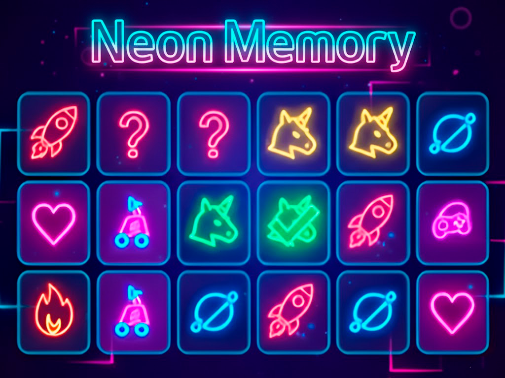 Neon Memory 🕹️ ითამაშე ონლაინ SGameS-ზე